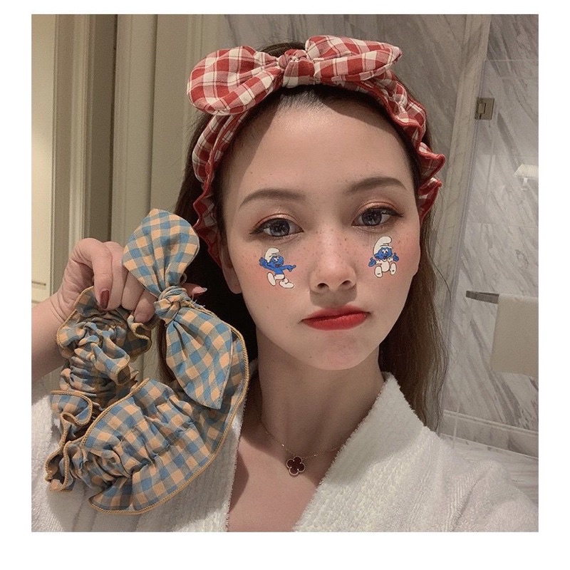 Jual Bando/bandana Karet Pita Motif Kotak-Kotak (bandana cuci muka ...