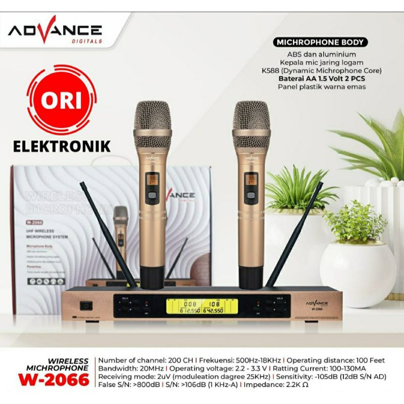 Jual ADVANCE WIRELESS MICROPHONE W-2066 (FREE BUBLEWRAP) | Shopee Indonesia