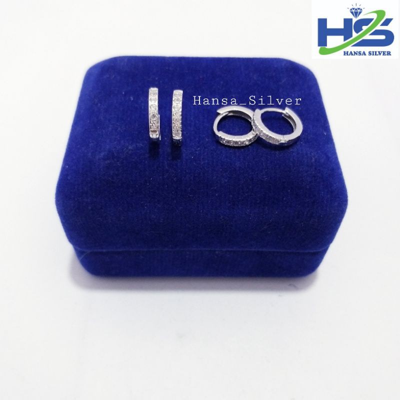 Jual Anting Perak Wanita Dan Anak Asli Silver 925 Lapis Emas Putih Model Jepit Bulat - Anting ...