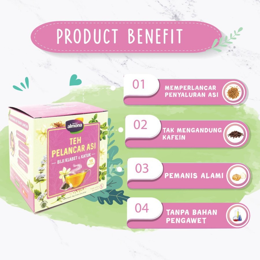 Jual Teh Celup Pelancar Asi Daun Katuk 30 gr -Asi Booster Tea ALMONA ...