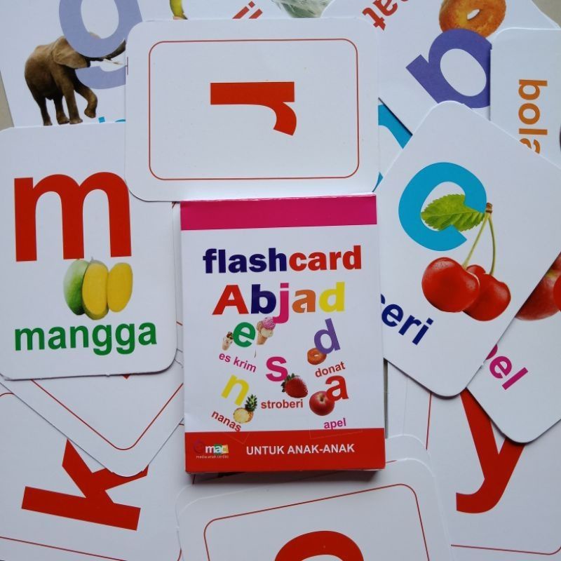 Jual Flashcard Abjad Alfabeth termurah kartu pintar bayi ABC | Shopee ...