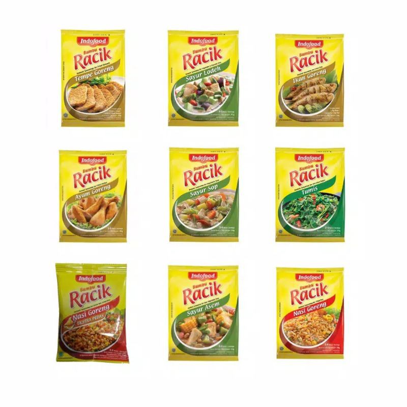 Jual Indofood Bumbu Racik Sayur Asam Lodeh Nasi Goreng 33G 1 Renceng ...
