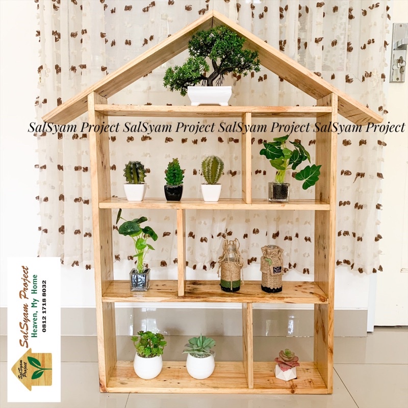 Jual Ukuran Besar Rak Dinding Rak hias Bentuk rumah Dekorasi rustic Rak ...