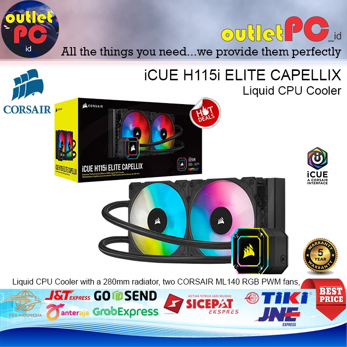 Jual Corsair AIO iCUE H115i ELITE CAPELLIX Liquid CPU Cooler | Shopee ...