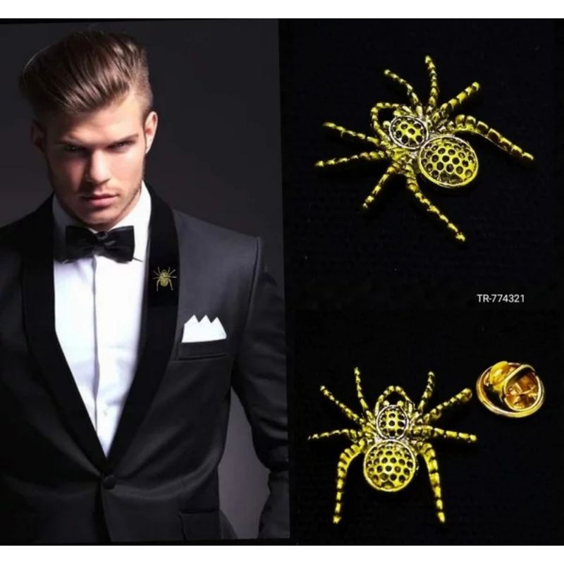 Jual Metal Gold Spider Badge Pin Bros Jas Kameja Tuxedo Mens Pria Tarantula | Shopee Indonesia