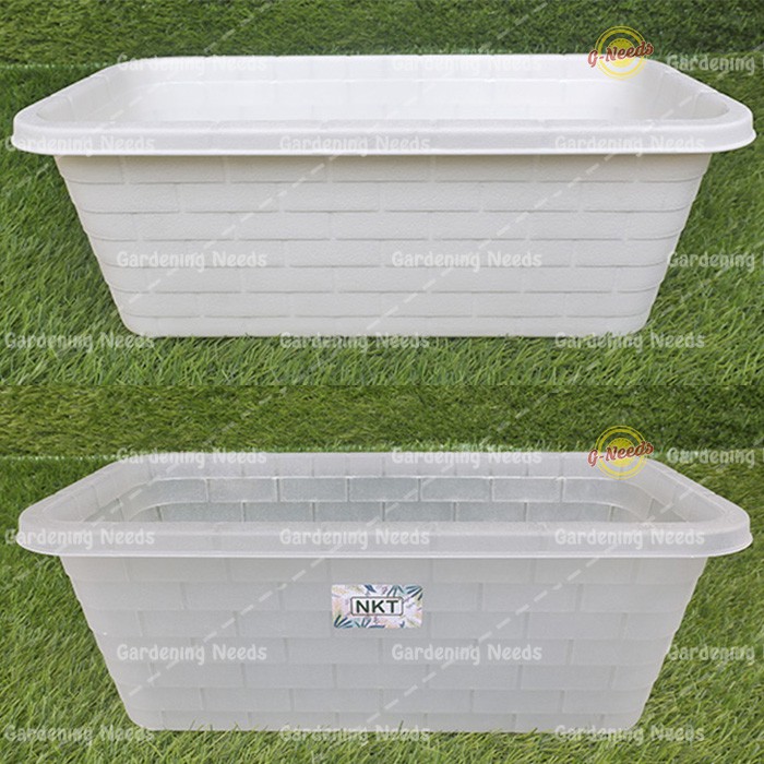 Jual Pot Bunga Tanaman Panjang Motif Bata NKT RTG 01 Putih dan ...