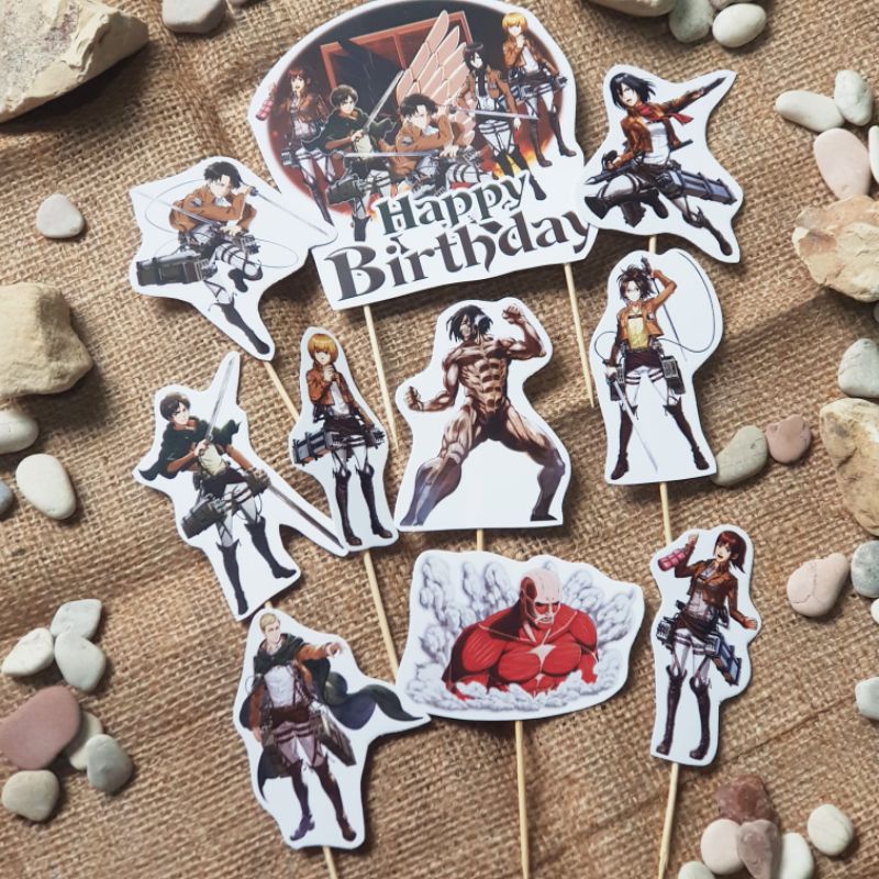 Jual Attack On Titan AOT Anime Birthday Cake Topper 1 set | Shopee ...