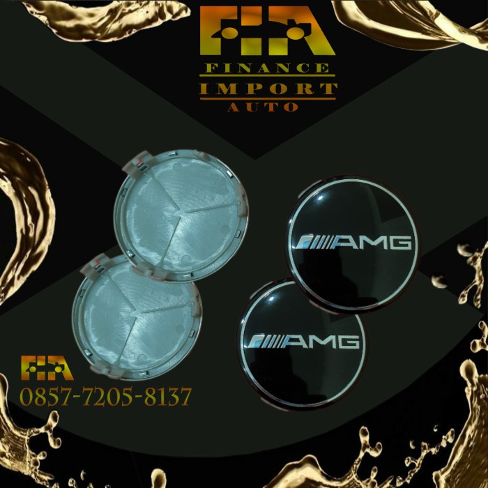 Jual dop roda velg emblem AMG black 75mm wheel cap mercy AMG hitam ori ...