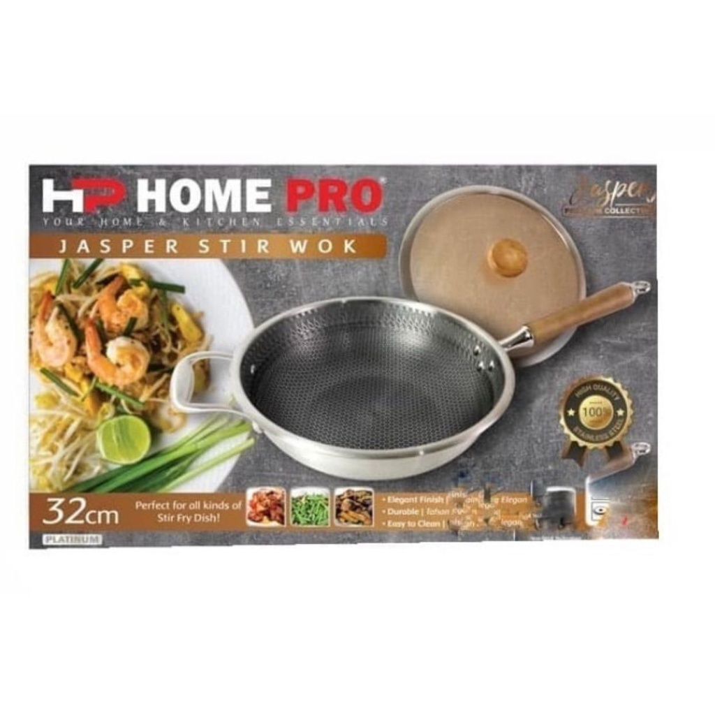 Jual HOMEPRO Jasper Fry Stir Wok Pan + Tutup Dan Anti Lengket | Shopee ...