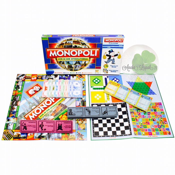 Jual GAME-BOARD- MONOPOLY 5 IN 1 (MONOPOLI HALMA CATUR ULAR TANGGA LUDO ...
