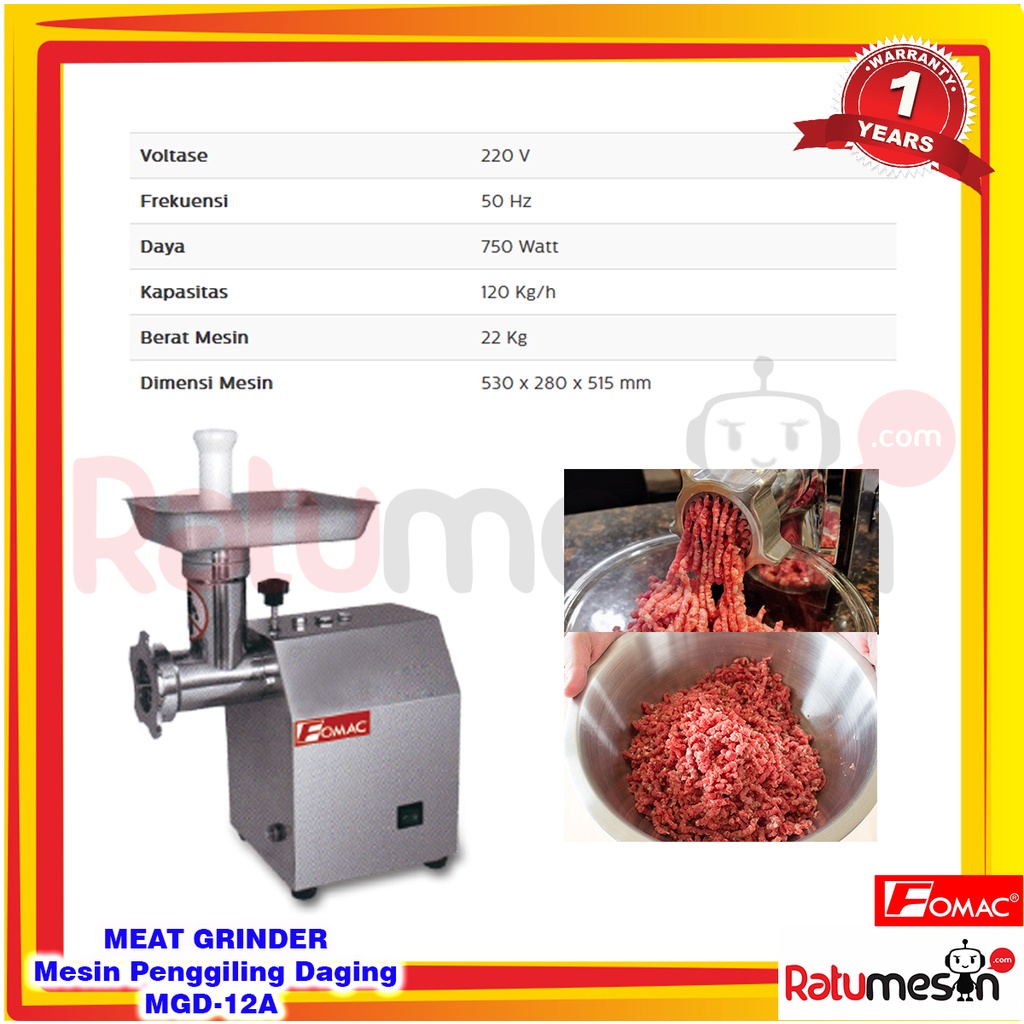 Jual Meat Grinder / Mesin Penggiling Daging MGD-12A FOMAC (Kapasitas ...