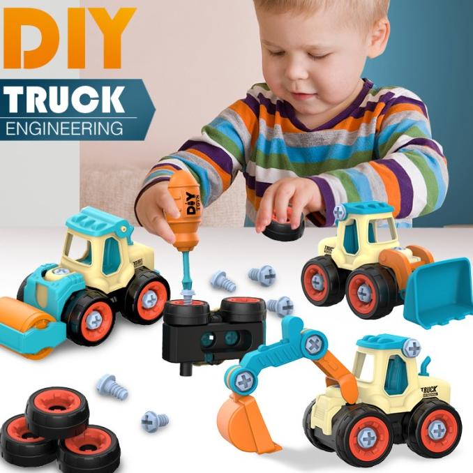 Jual Mainan Anak DIY Mobil Truk Kontruksi Rakit Bongkar Pasang Dengan ...
