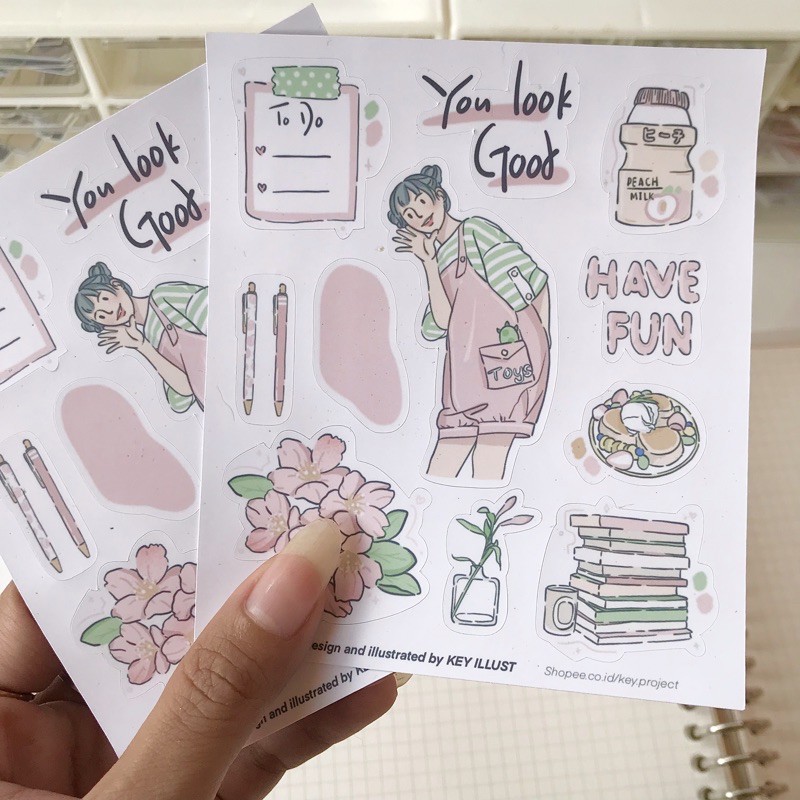 Jual korean girl sticker set/ stiker aesthetic/ bullet journal stickers ...
