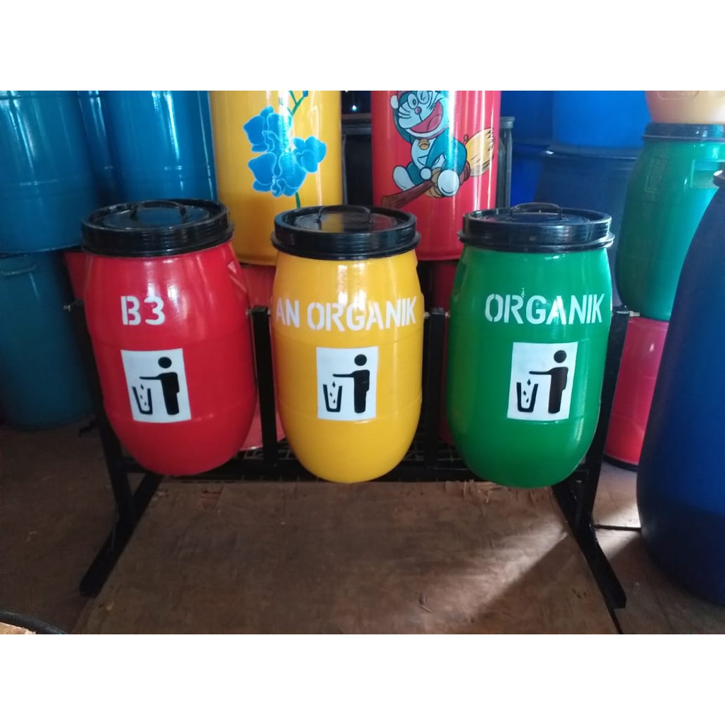 Jual Tempat Sampah Triple Bebas Custom Gambar | Shopee Indonesia