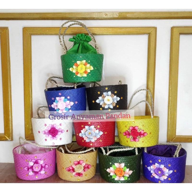Jual Tas hampers EMBER 1 TOPLES BUNGA tas parcel anyaman souvenir unik ...
