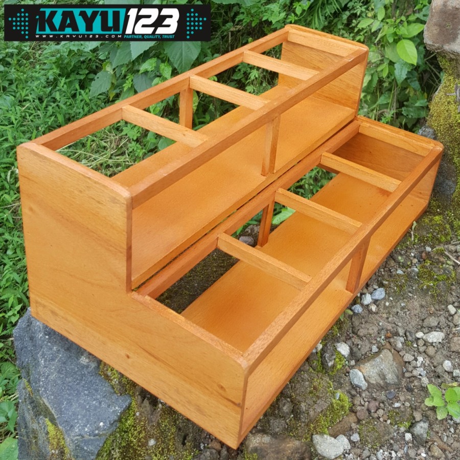 Jual Rak Kayu Multi Fungsi 2 Tier Tempat Botol Ukuran Dalam 10 cm (RK ...