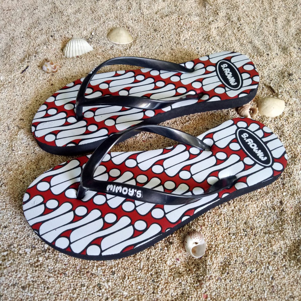 Jual Sandal Sendal wanita Flat cewe Motif Batik Jawa by sandal Mimoy ...