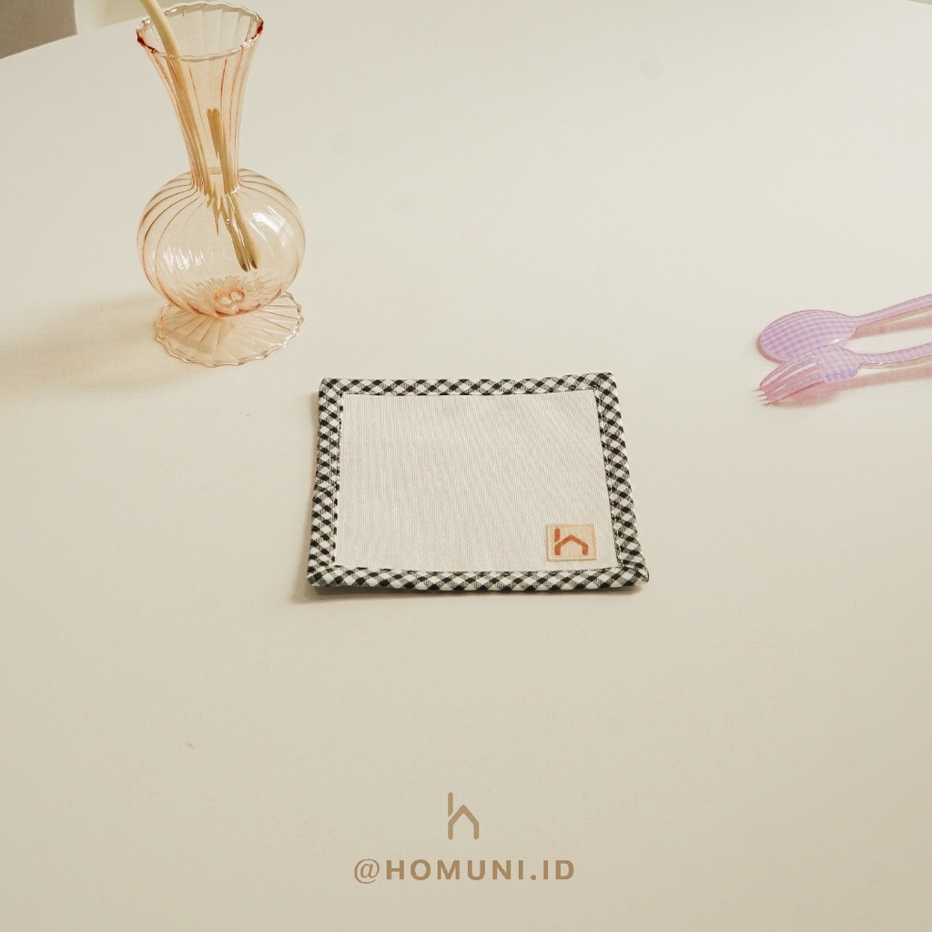 Jual Coaster Kain Linen Pinggiran Kotak-Kotak/Alas Piring/Tatakan ...