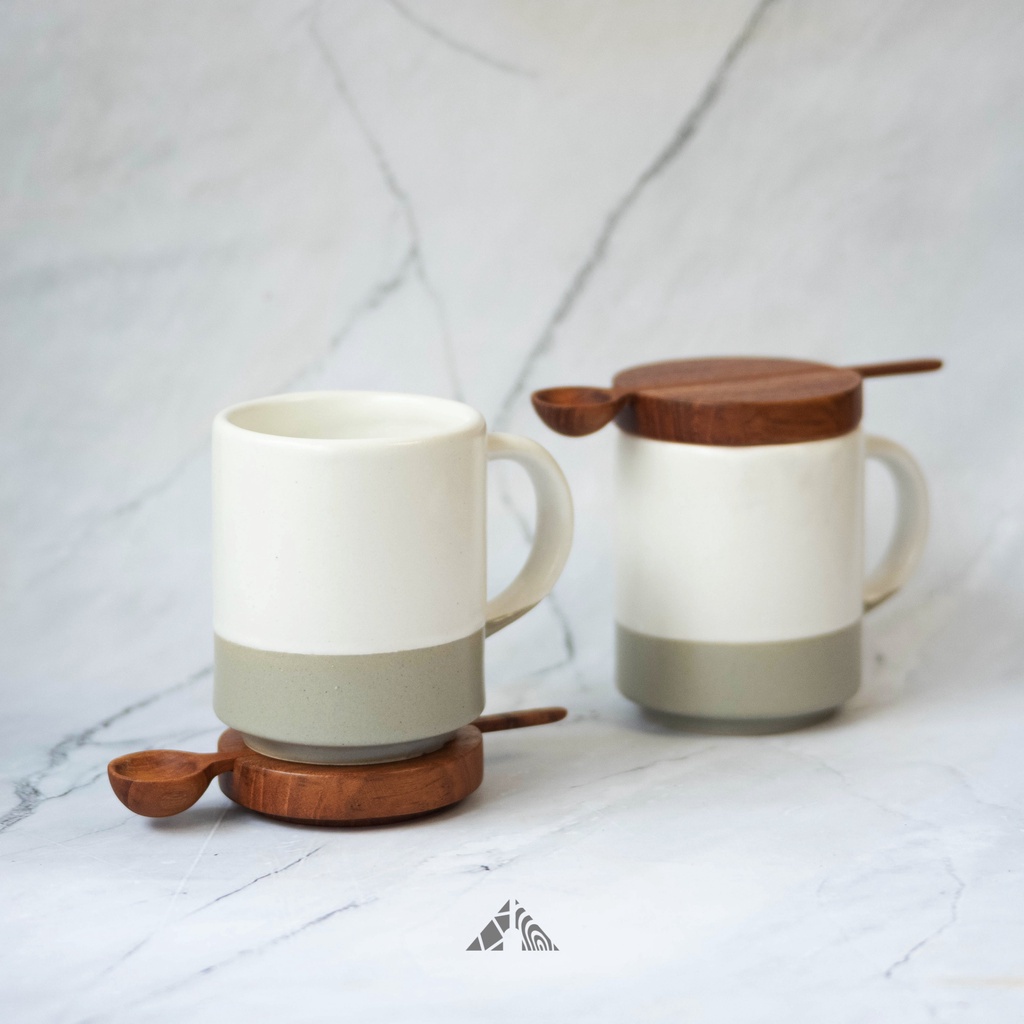 Jual STACK mug set (with lid/coaster and spoon) | Shopee Indonesia