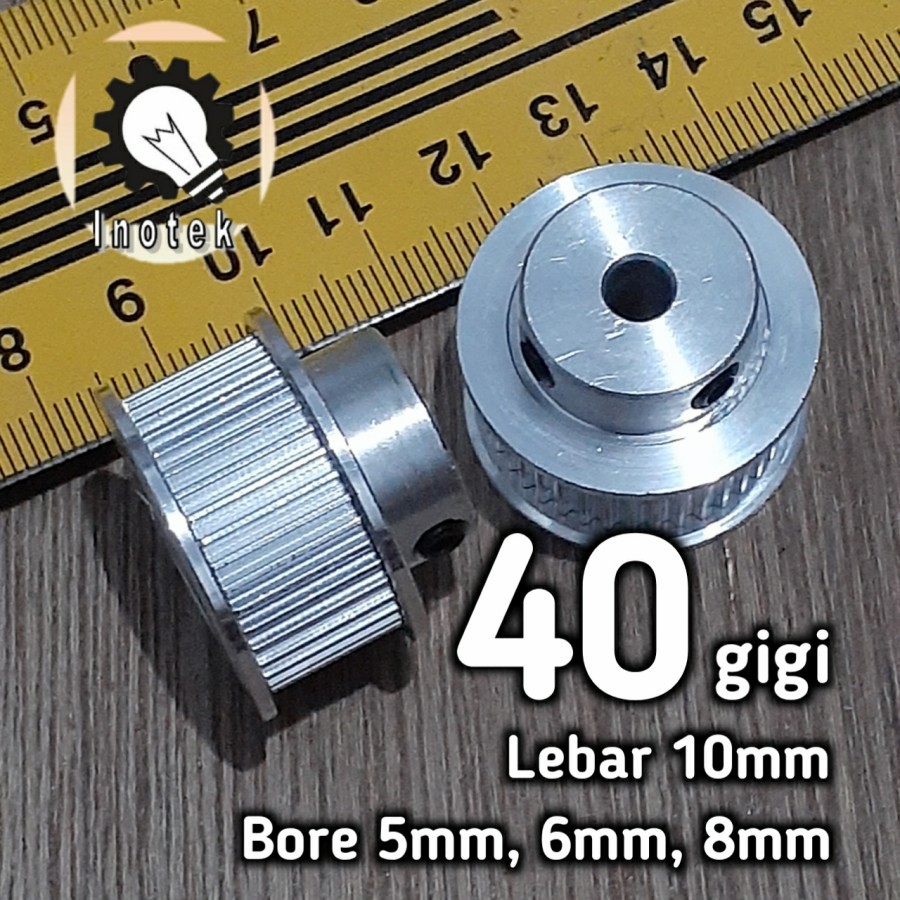Jual GT2 Pulley 2GT 40 Teeth Bore 5mm 6mm 8mm 10mm Width 10mm | Shopee ...