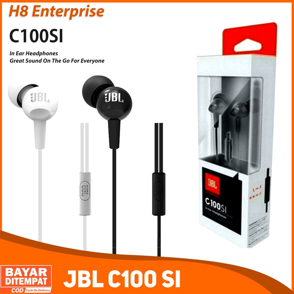 Jual Headset JBL C100SI Stereo Earphone Handsfree With Mic - Putih | Shopee Indonesia