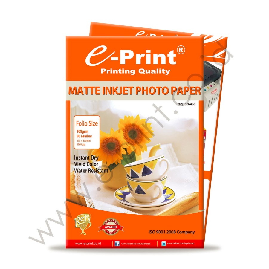 Jual Kertas Matte Inkjet Photo Paper Folio 108gsm e-print | Shopee ...