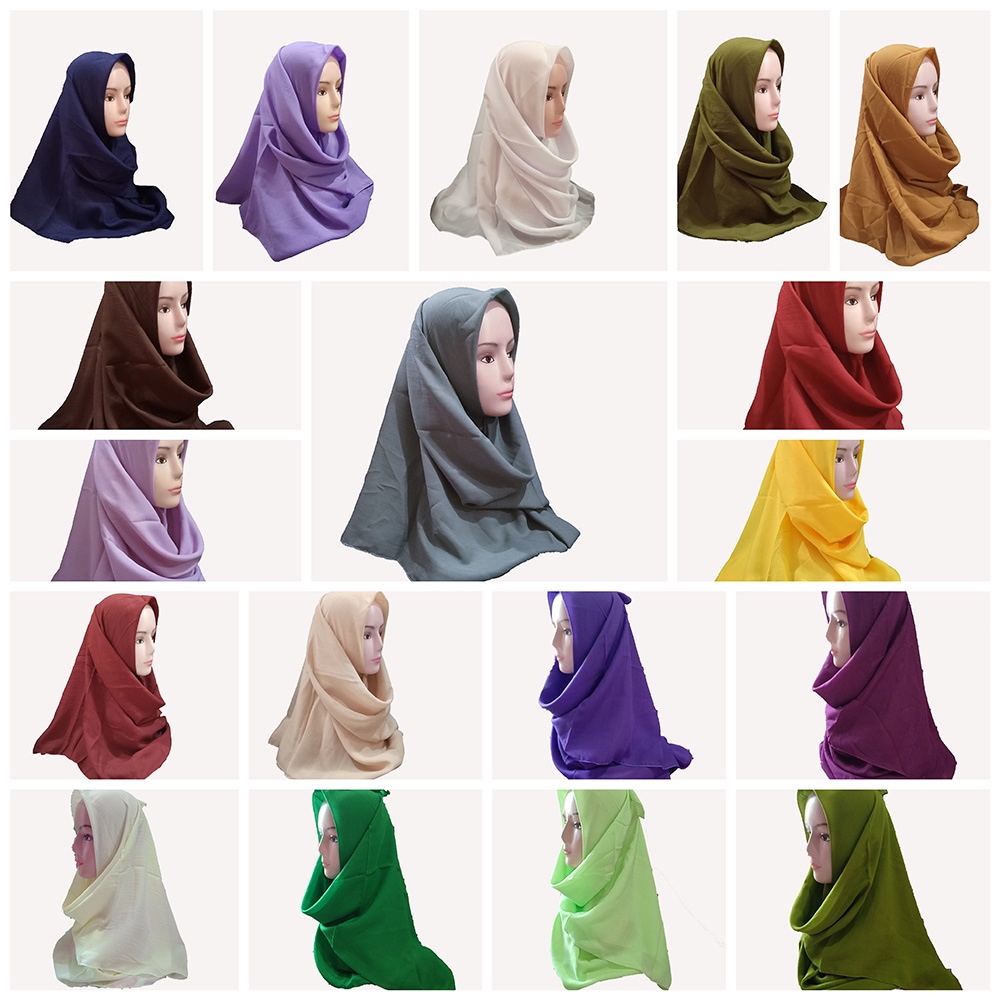 Jual Kerudung Polos Segiempat Double Hicon | Shopee Indonesia