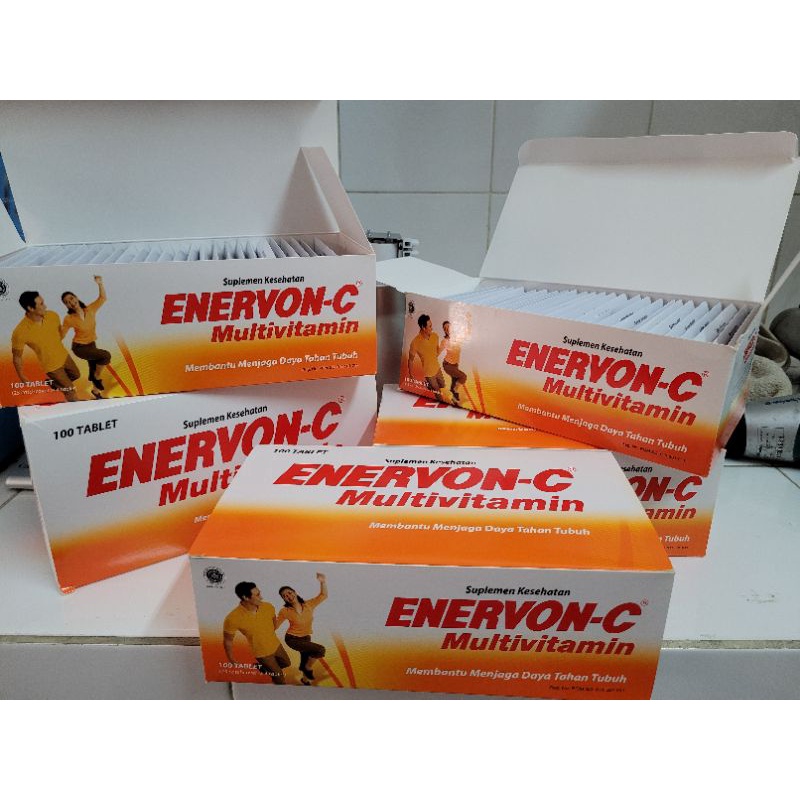 Jual Enervon C Multivitamin 1 box isinya 25 strip, 100 tablet | Shopee ...
