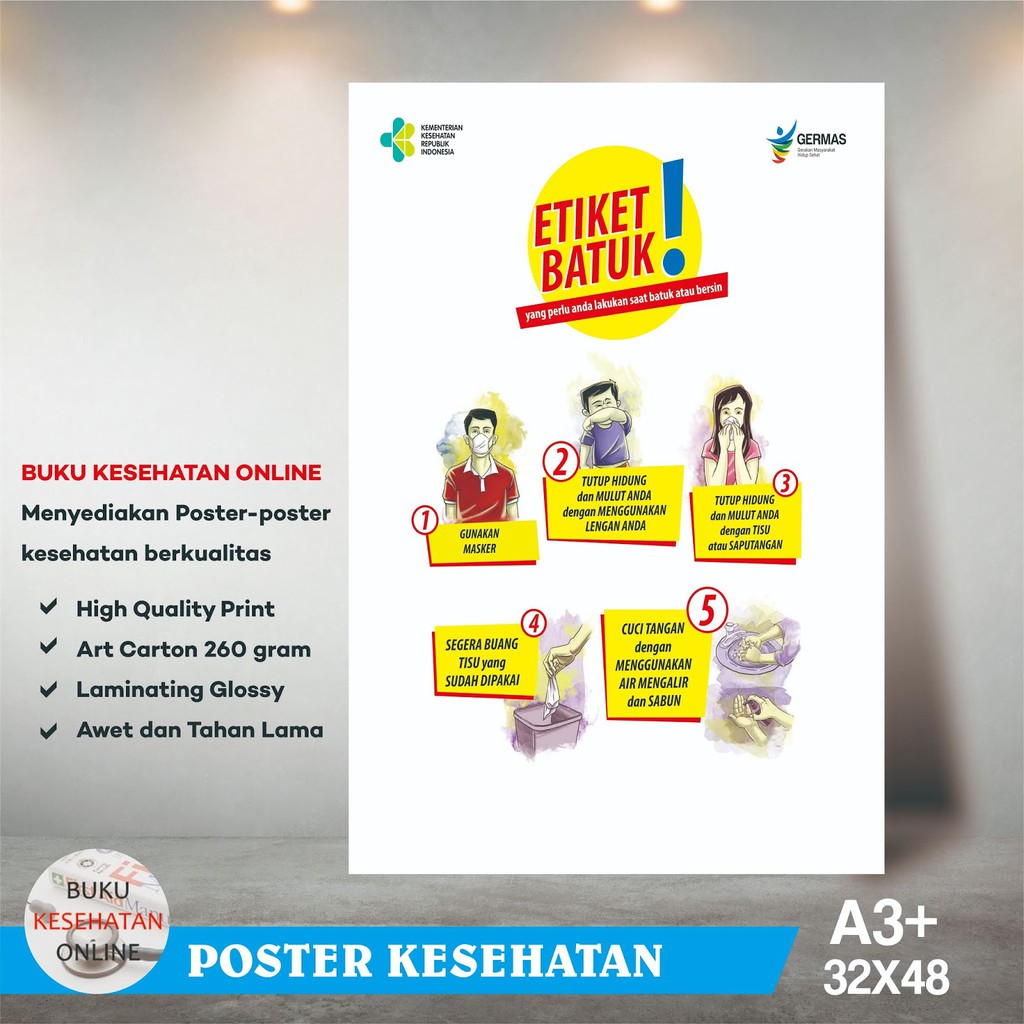 Jual Poster Kesehatan - ETIKET BATUK - LAMINATING GLOSSY | Shopee Indonesia
