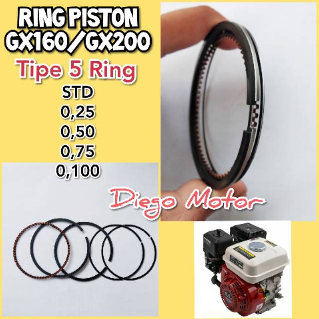 Jual Ring piston seher mesin penggerak Honda tipe GX160 GX200 Genset 3500w 4500w | Shopee Indonesia