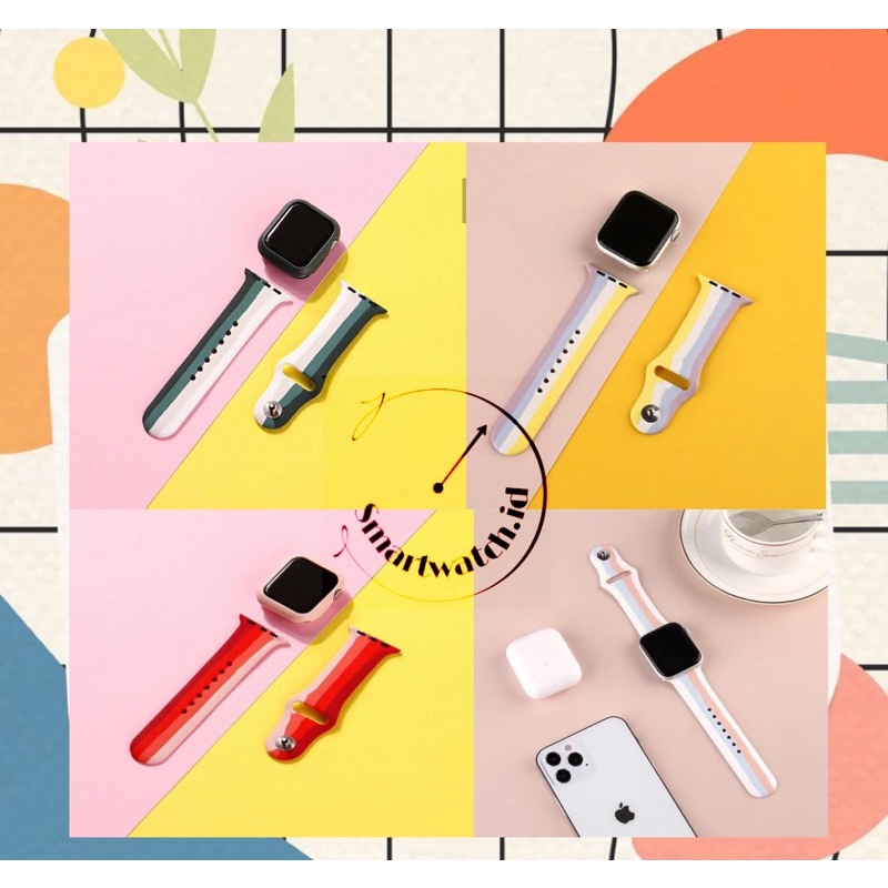 Jual strap rainbow japan smartwatch / iwatch series 1234 NEW JAPAN T55 ...