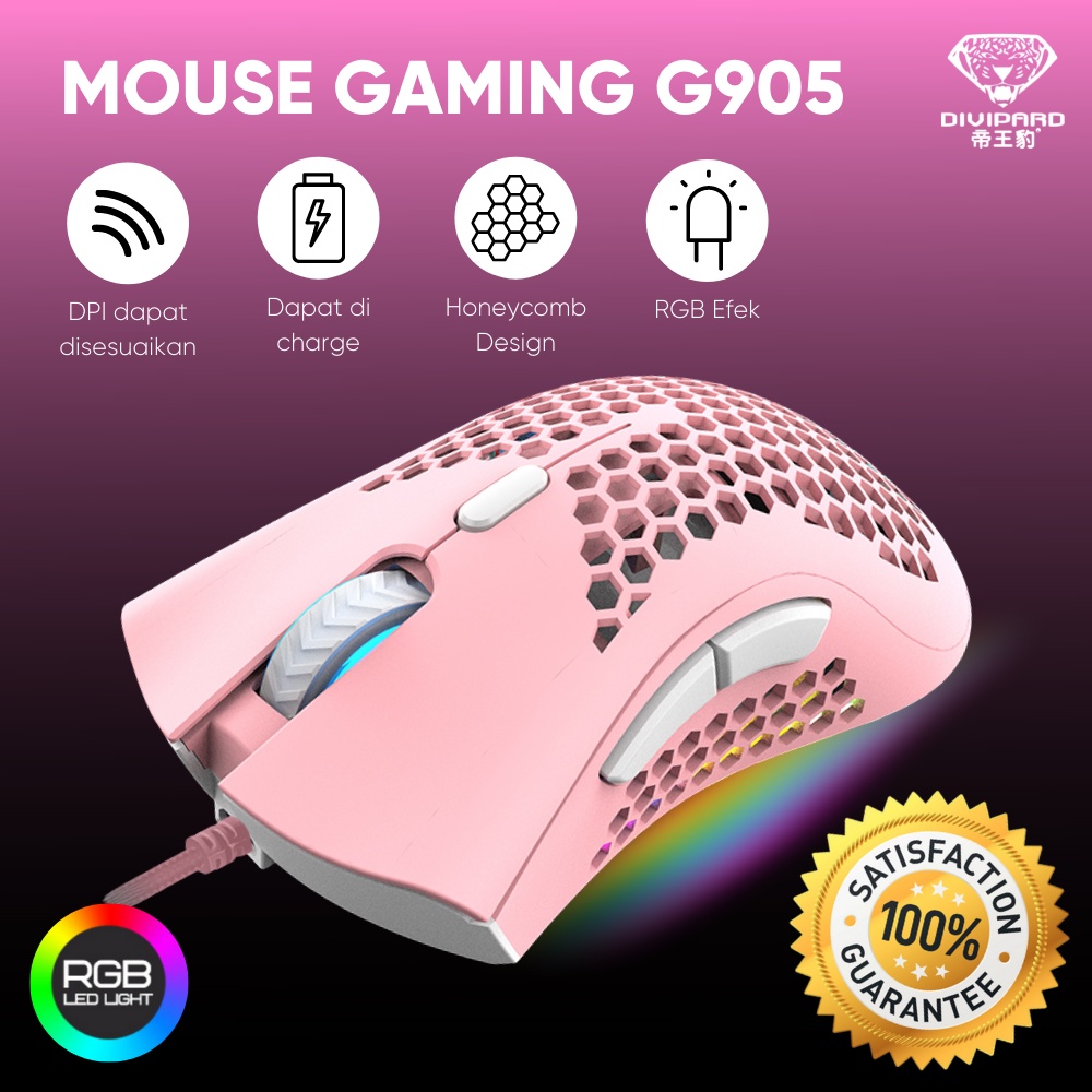 Jual Mouse Gaming Honey Comb Divipard G905 RGB Effects 7200DPI Macro 7 ...