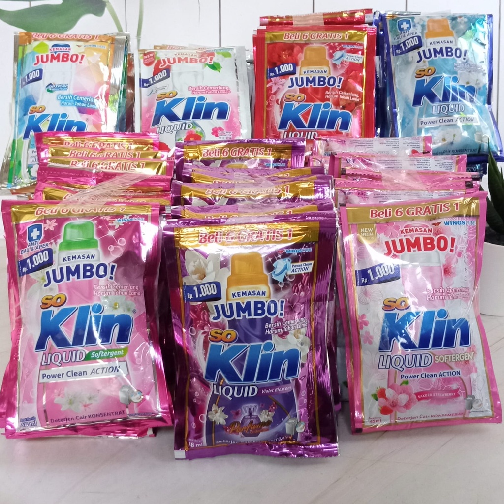 Jual So klin Liquid Detergent Jumbo Renceng 14 Sachet | Shopee Indonesia