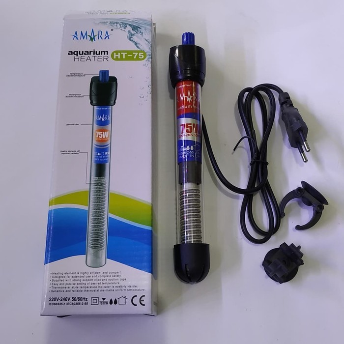 Jual Heater Amara HT 75 Watt 75w Pengatur Suhu Air Aquarium Ikan Hias ...