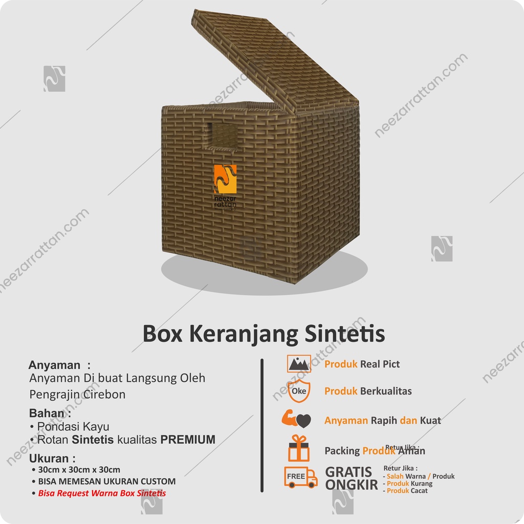 Jual Keranjang Box Tutup Anyaman Lombok Box Rotan 30x30x30 | Shopee ...