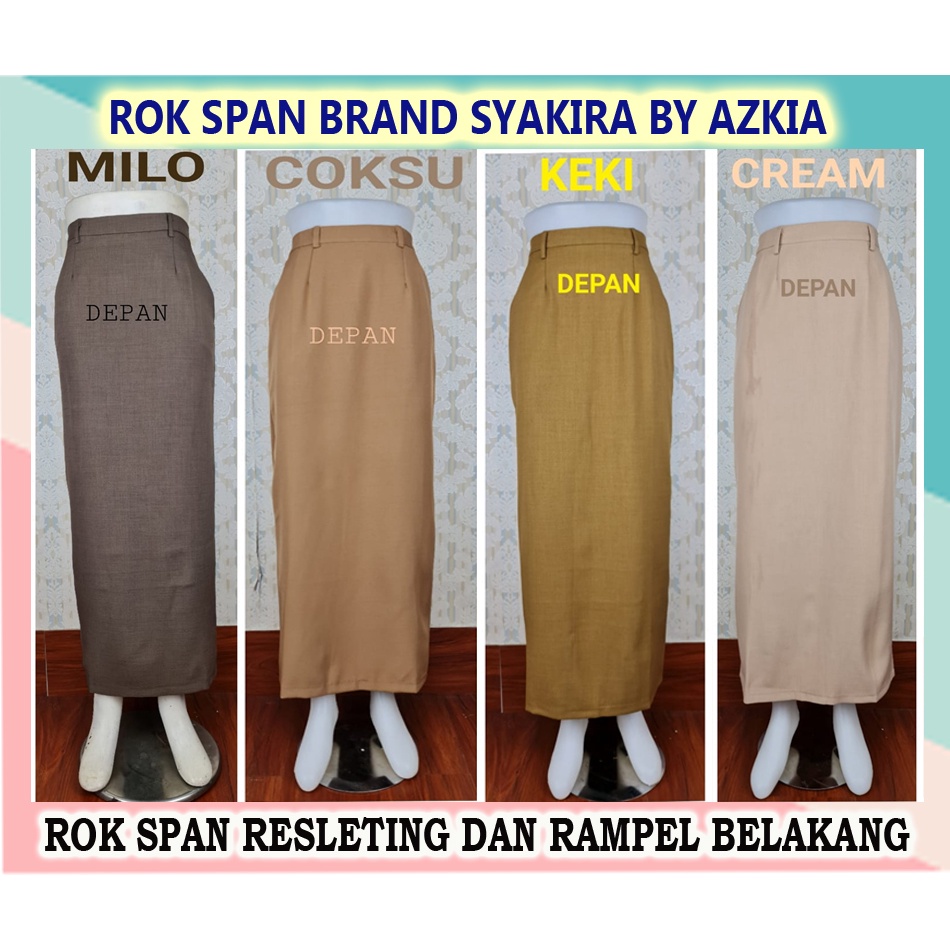 Jual Rok Span Syakira warna coksu, dongker, hitam, maroon, milo-benhur ...