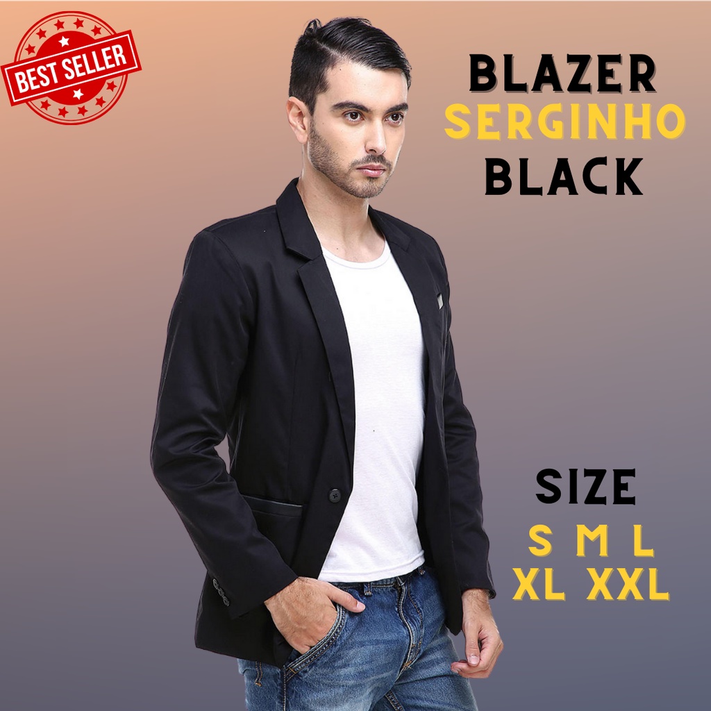 Jual Jas Blazer Pria Hitam Slimfit Casual Korea Laki Laki / Jaz Blezzer ...