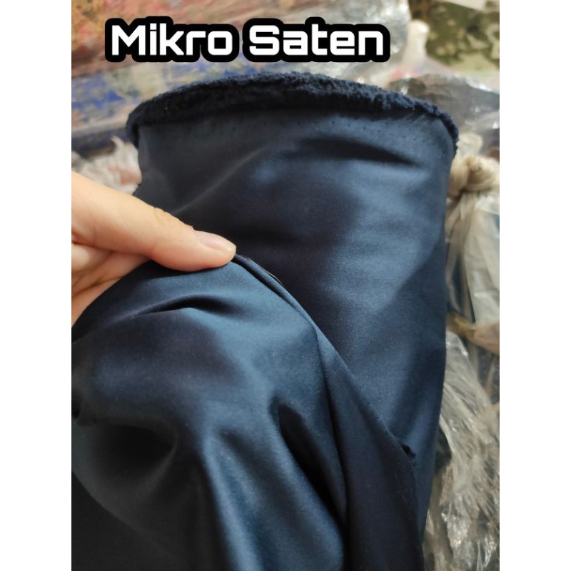 Jual bahan kain micro saten mikro satin Navy bahan jaket yard gulungan ...