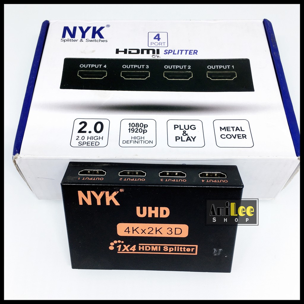 Jual NYK HDMI SPLITTER ORIGINAL 4 PORT 1-4 HDCP FULL HD 3D 4KX2K 4K X ...