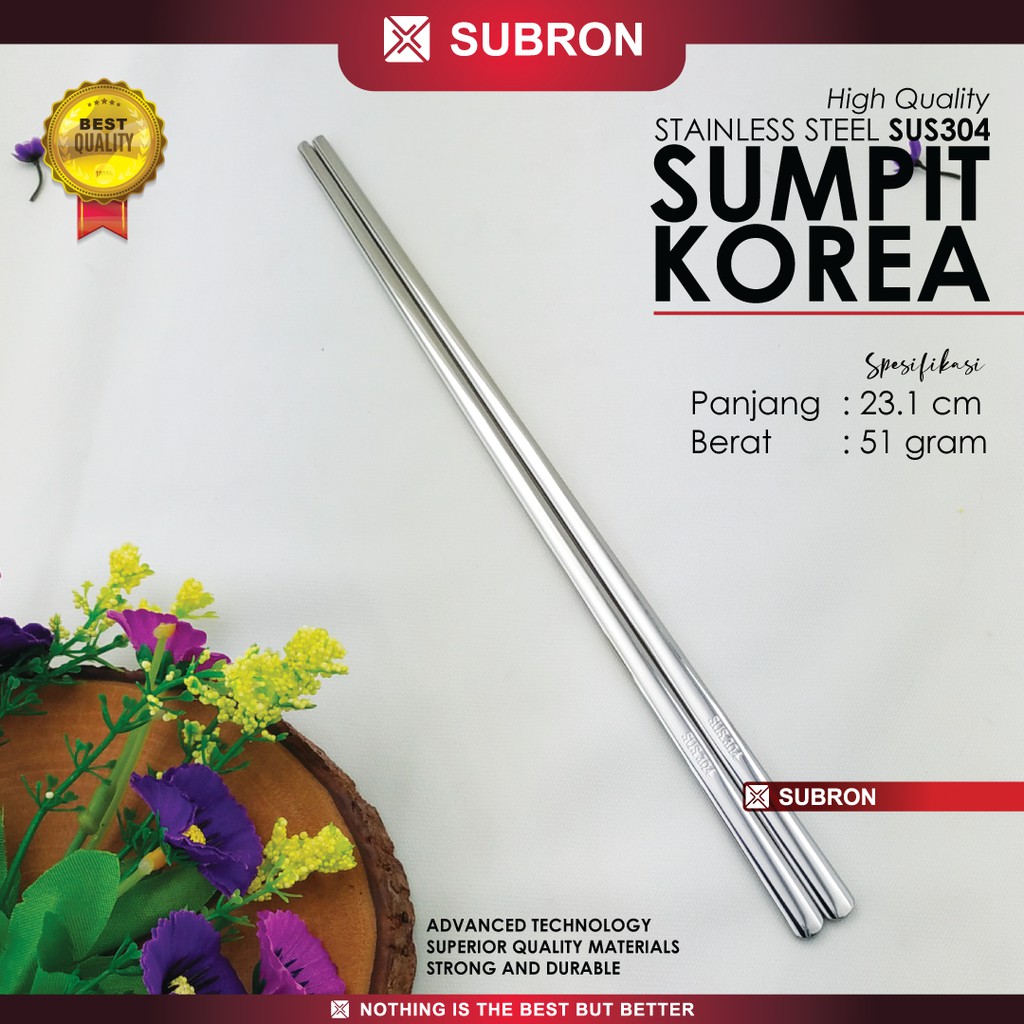 Jual SUBRON SUS304 Sendok Sumpit Alat Makan Korea Stainless Steel Tebal ...