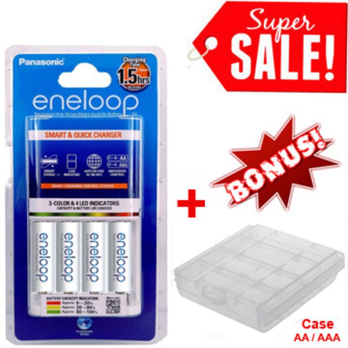 Jual Panasonic Eneloop 1.5 Hour Quick Charger 4x AA 2000mAh Case Box ...