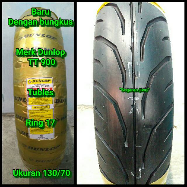 Jual Ban motor tubles ring 17 Ukuran 130/70 Dunlop TT900 Ban belakang Honda CBR 150 cc | Shopee ...