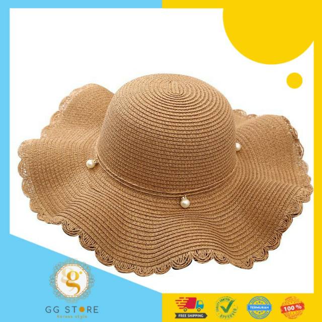 Jual TP099 TOPI PANTAI JERAMI TABIR SURYA TOPI LIPAT TOPI PANTAI WANITA | Shopee Indonesia