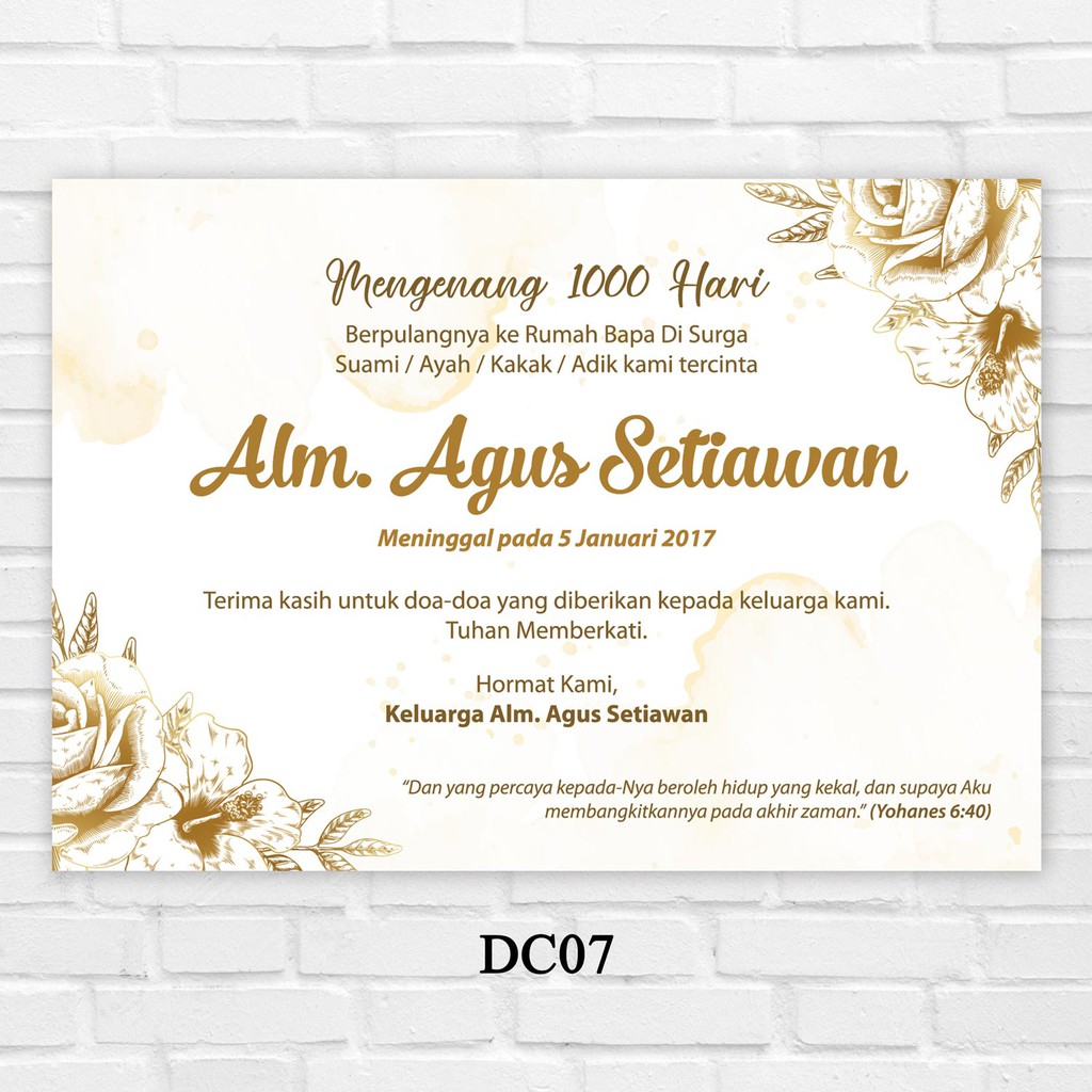 Jual Stiker kartu memperingati 40 / 100 /1000 hari wafat meninggal ...