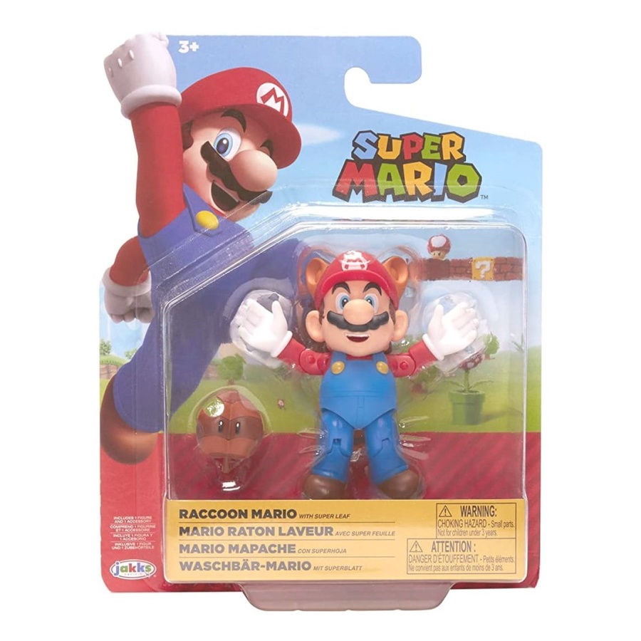 Jual JAKKS Pacific Action Figure 4 Inch Super Mario - Raccoon Mario ...