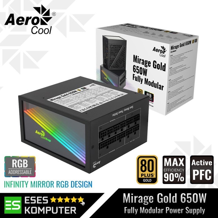 Jual PSU Aerocool Mirage Gold 650W Fully Modular | 80 Plus Gold | ARGB Sync | Shopee Indonesia