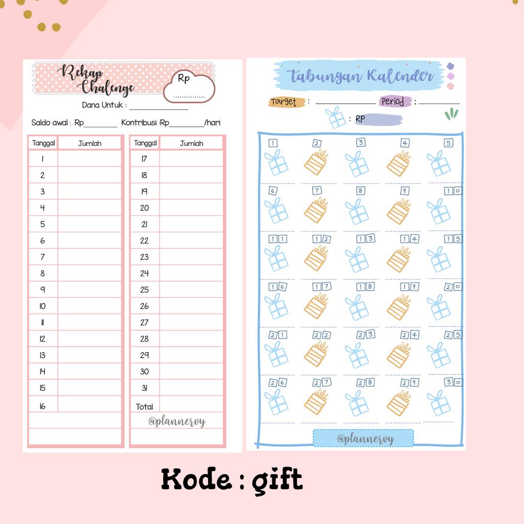 Jual TABUNGAN KALENDER LOOSE LEAF ISI BINDER | Shopee Indonesia