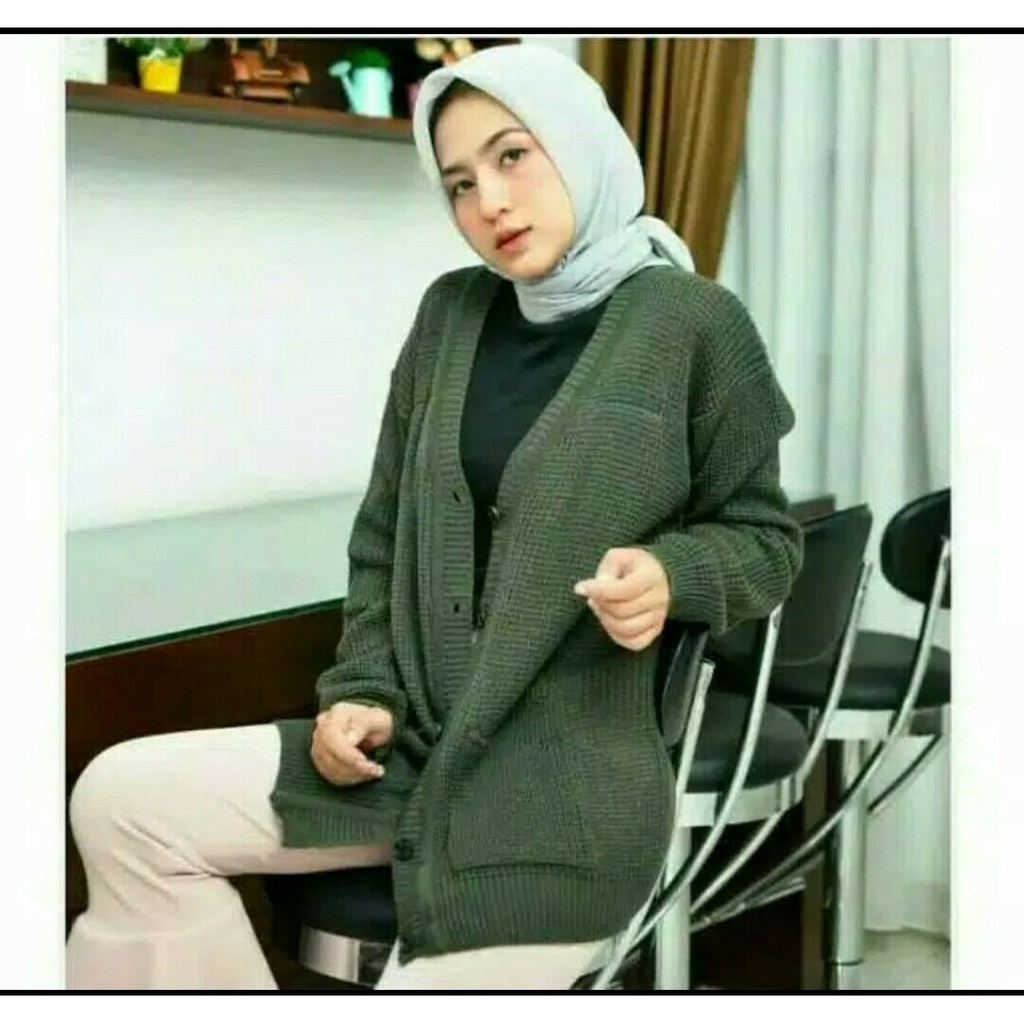 Jual Cardy Rajut/Cardy Saku/Kardigan Rajut pakai Saku | Shopee Indonesia