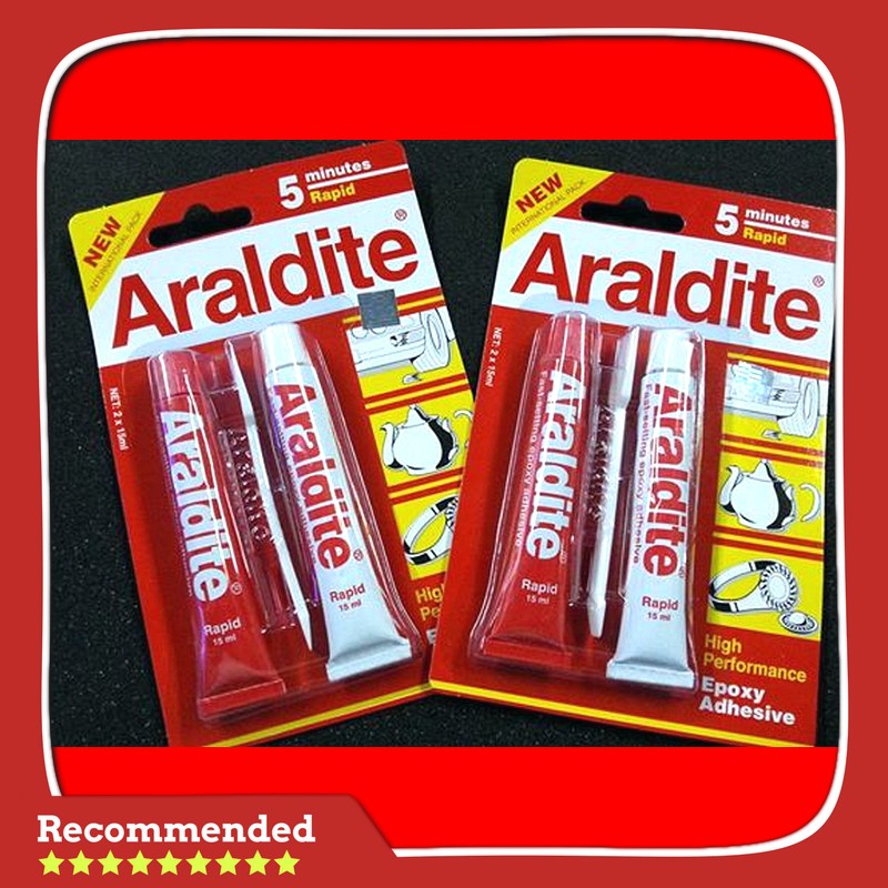 Jual jual lem epoxy besi araldite rapid 5 menit warna merah | Shopee ...