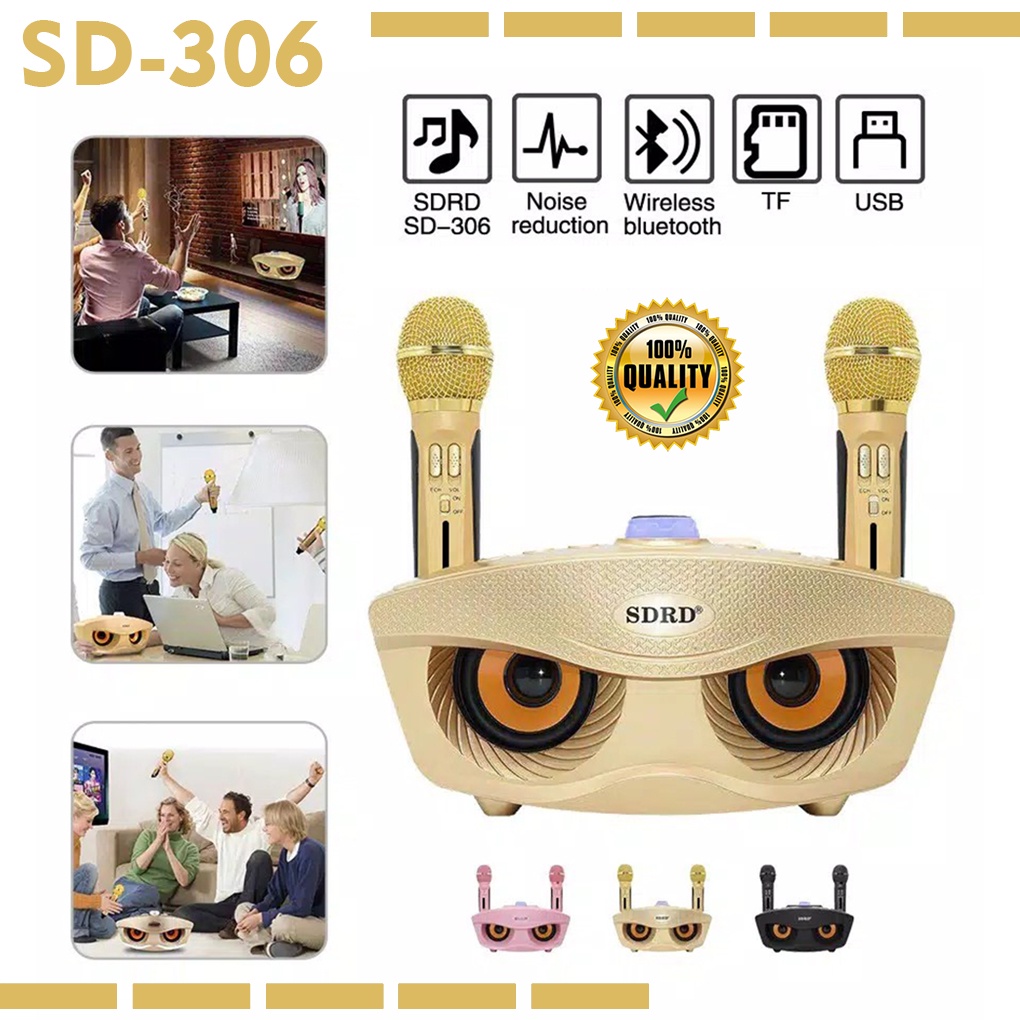 Jual Speaker Bluetooth Karaoke Wireless SDRD SD306 + Dua Microphone ...